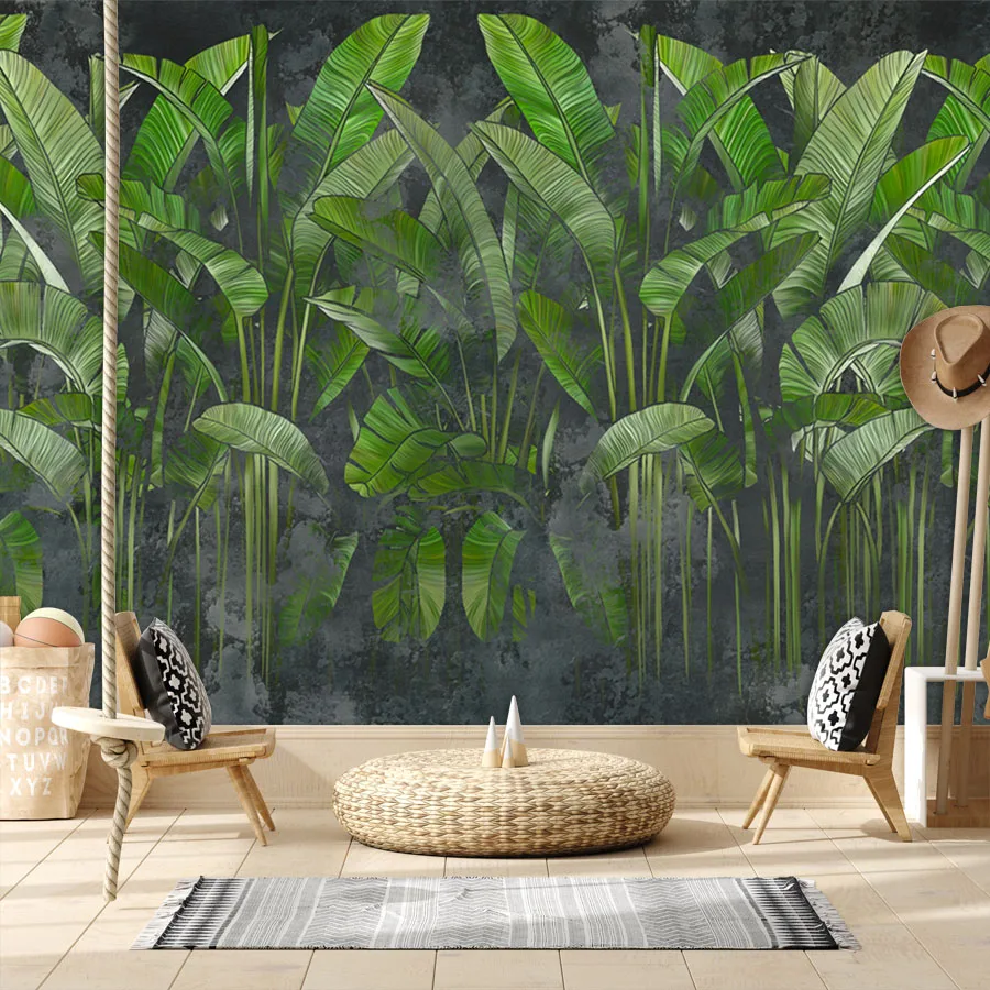 Green Tropical Trees Wall Mural Living Room Mural Bedroom Wallpaper ...