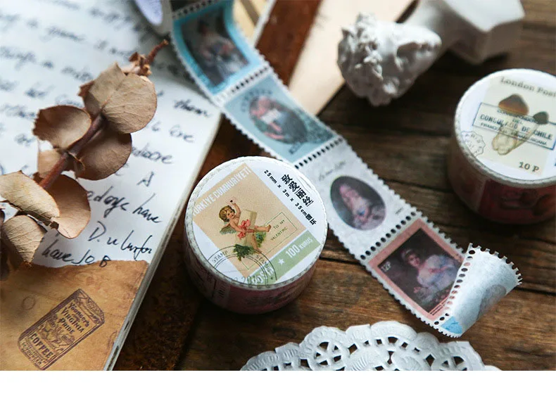 1 Roll Washi Tape Creative Vintage Stamp DIY Scrapbooking Album Diary ...
