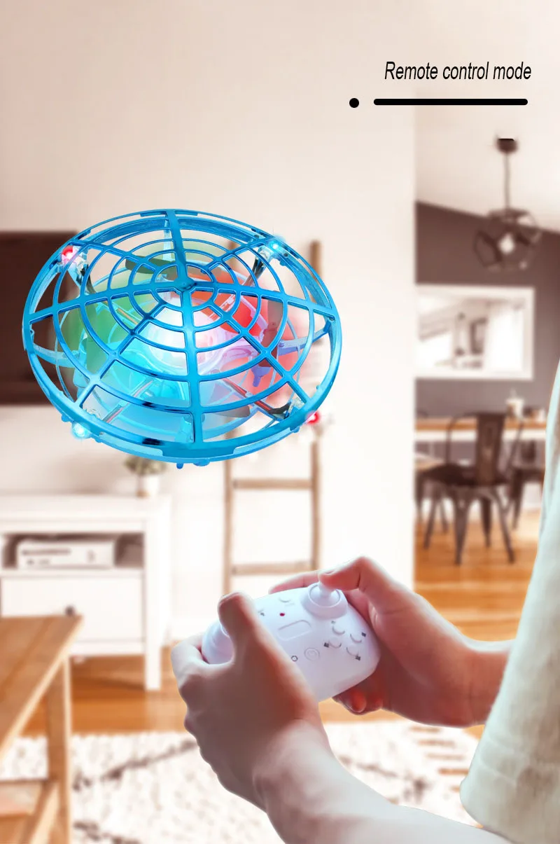 HGRC Mini RC UFO Drone With LED Light Gesture Sensing Electric Flying ...