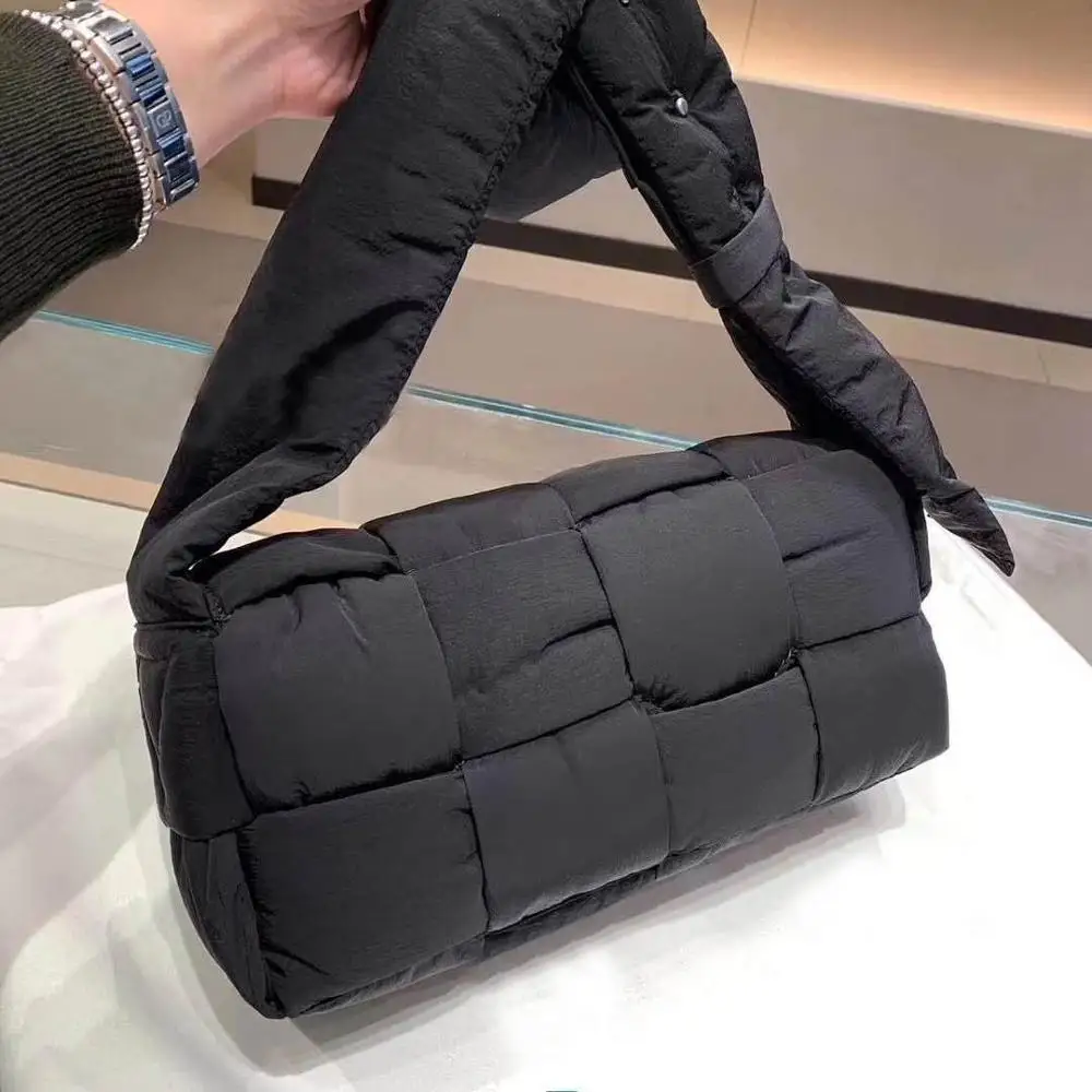 여성용 나일론 패딩 숄더백 스티칭 우븐 메신저백 유명 브랜드 디자이너 크로스 바디 백 코튼 핸드백 신제품숄더 백