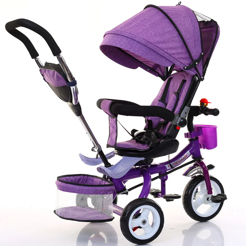 Baby Tricycle Folding Bicycle Three Wheel Baby Bike Stroller Swivel Seat Baby Carriage Pushchair ...