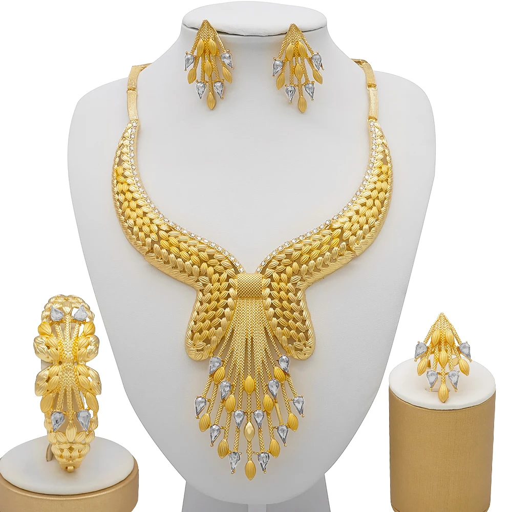 Arab Turkish Bridal Wedding Crystal Necklace Earrings Jewelry Set ...