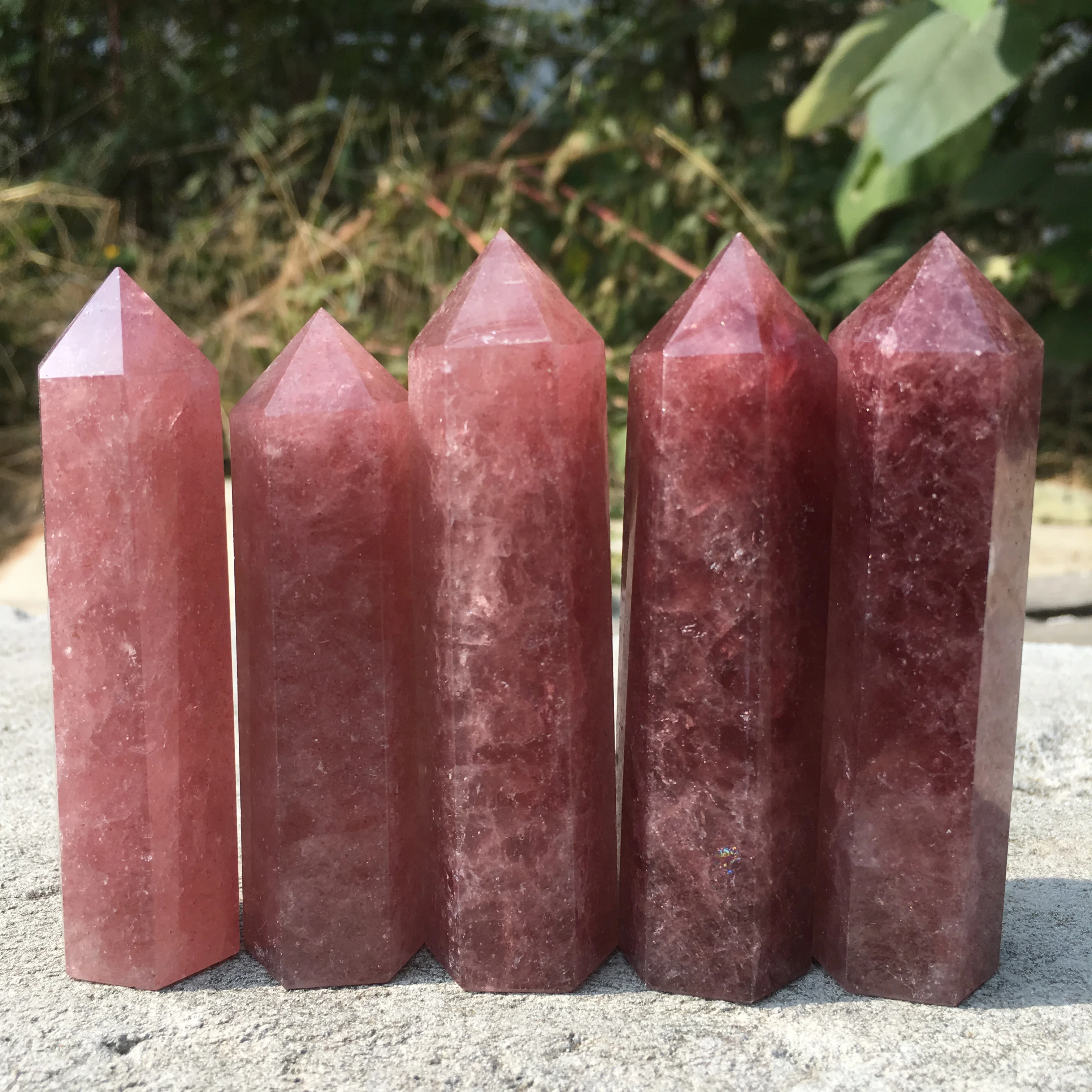 Natural Strawberry Quartz Crystal Point Wand Crystal Quartz Tower ...