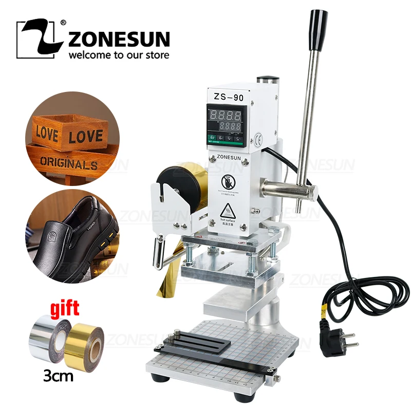 ZONESUN Hot Foil Stamping Machine Manual Bronzing Machine With Working ...