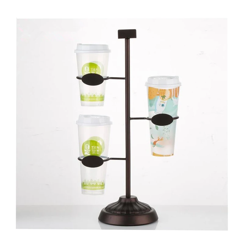 3-layers Europe Style Metal Cup Shelf Drink Shop Ads Beverage Paper ...