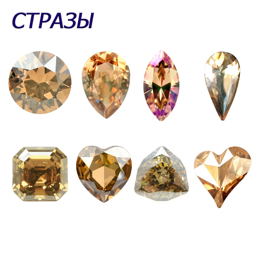 Gold Color Best Quality Rhinestone Mix color and size Crystal Non ...