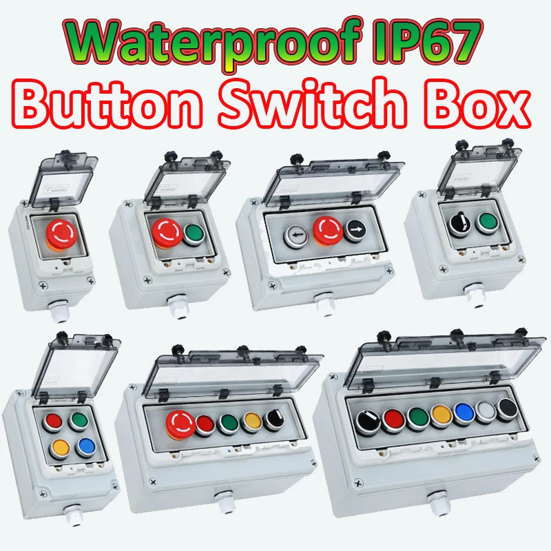 ABS Plastic IP67 Waterproof Button Junction Box Emergency Stop Self ...