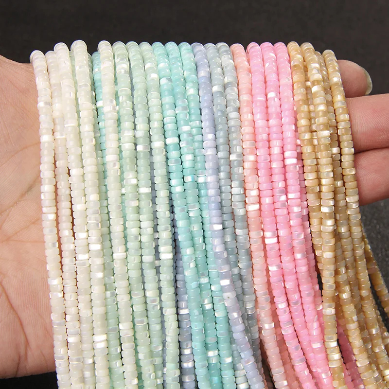 2x4mm Natural Shell Beads Multi Color Rondelle Bead Dyed Mother Of ...