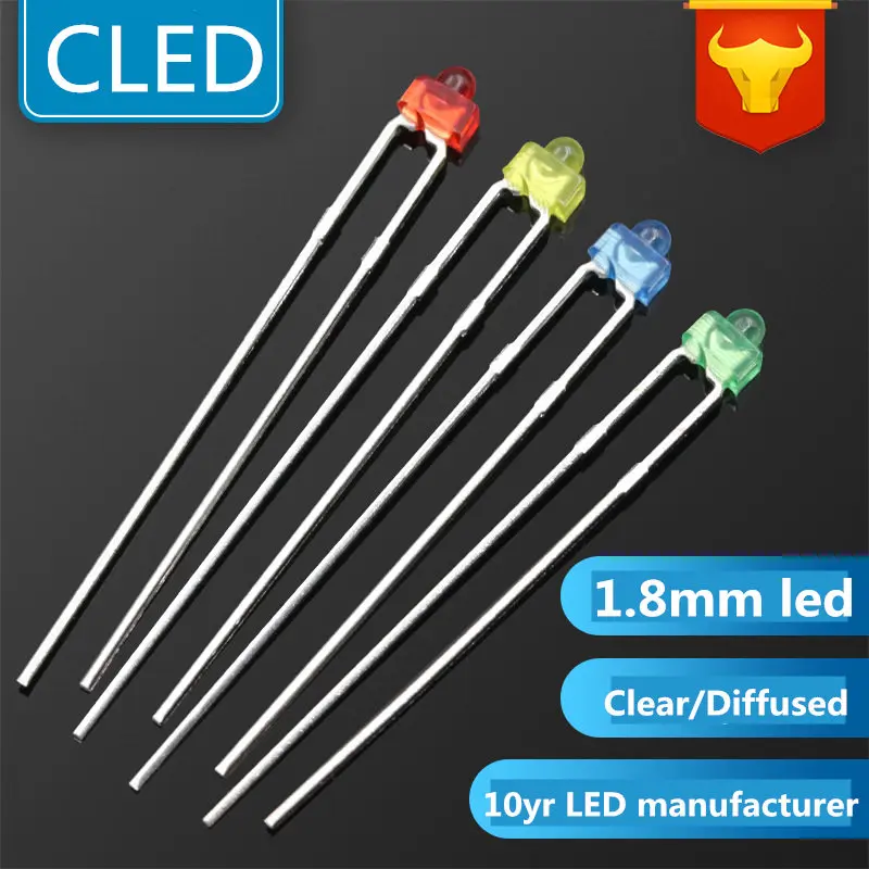 1000pcs Free shiping Color Diffused 1.8mm Bright LEDs Bulb 2MM Red ...