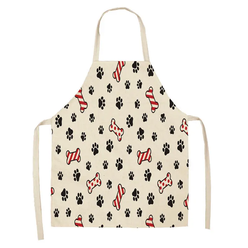 Bulldog Dachshund Pug Dog Printed Kitchen Apron for Woman Cotton Linen ...