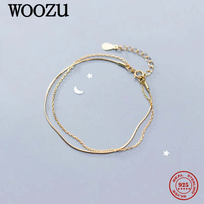 WOOZU-925-Sterling-Silver-Golden-Double-Layer-Snake-Bone-Chain-Bracelets-For-Women-Personality ...