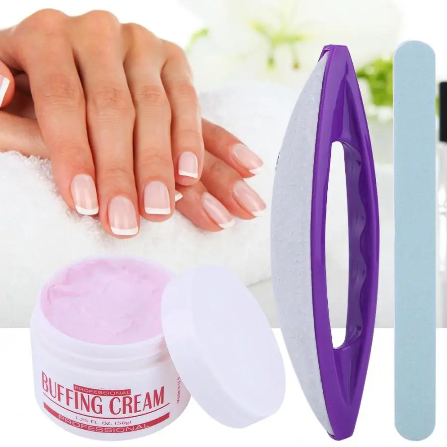 3pcs/set Nail Art Buffing Cream + Nail Brush Buffer Varnish Polish ...