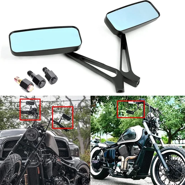 Harley-Davidson Motorcycle & Scooter Mirror Assemblies Rectangle Bobber ...