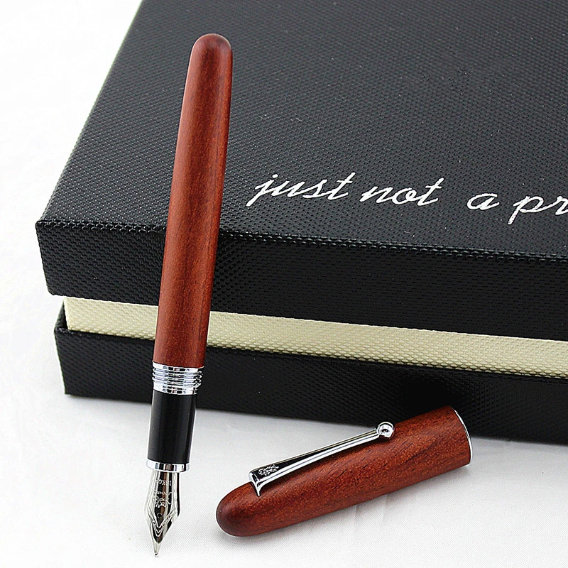 Jinhao 9056 천연 나무 만년필, M/F 펜촉 잉크 펜, 변환기 포함|만년필| - AliExpress
