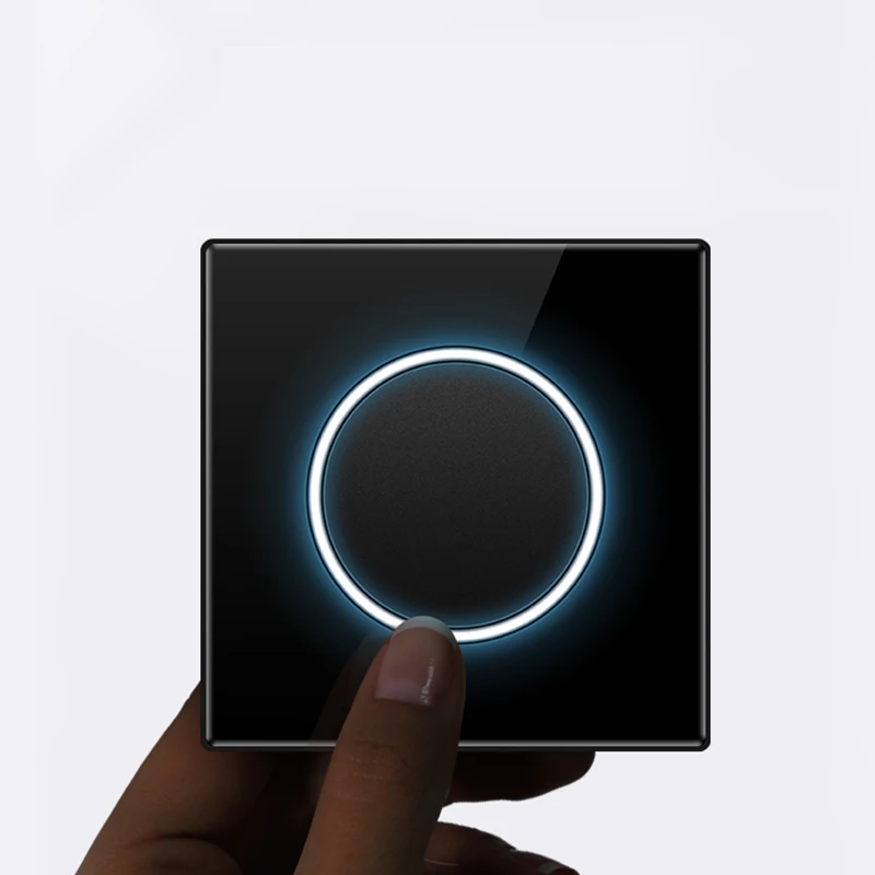Avoir-Light-Switch-Circular-Ring-LED-Black-Tempered-Glass-Panel-Wall ...