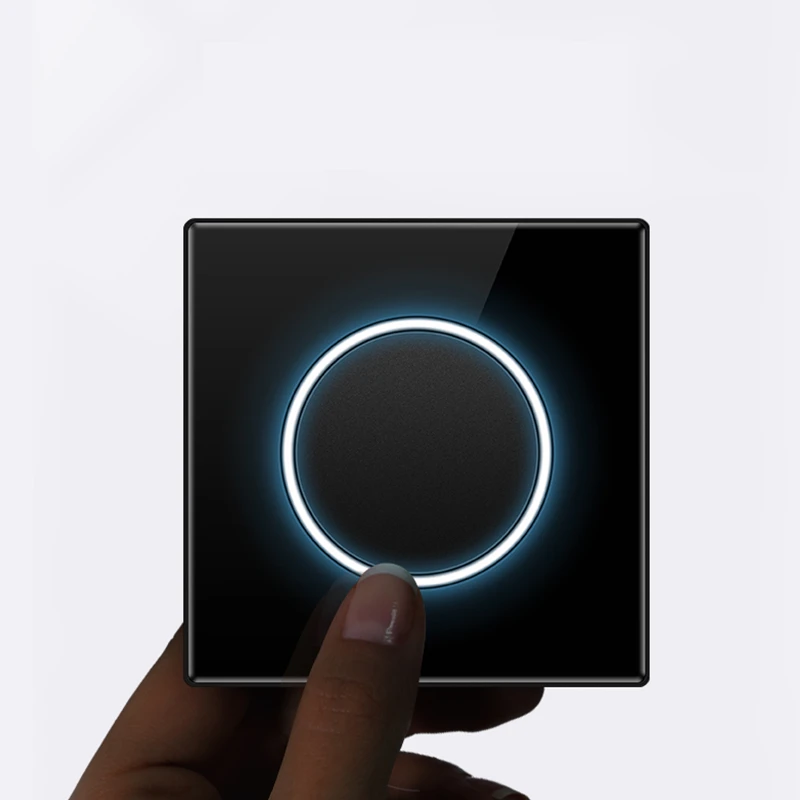 Avoir Light Switch Circular Ring Led Black Tempered Glass Panel Wall ...