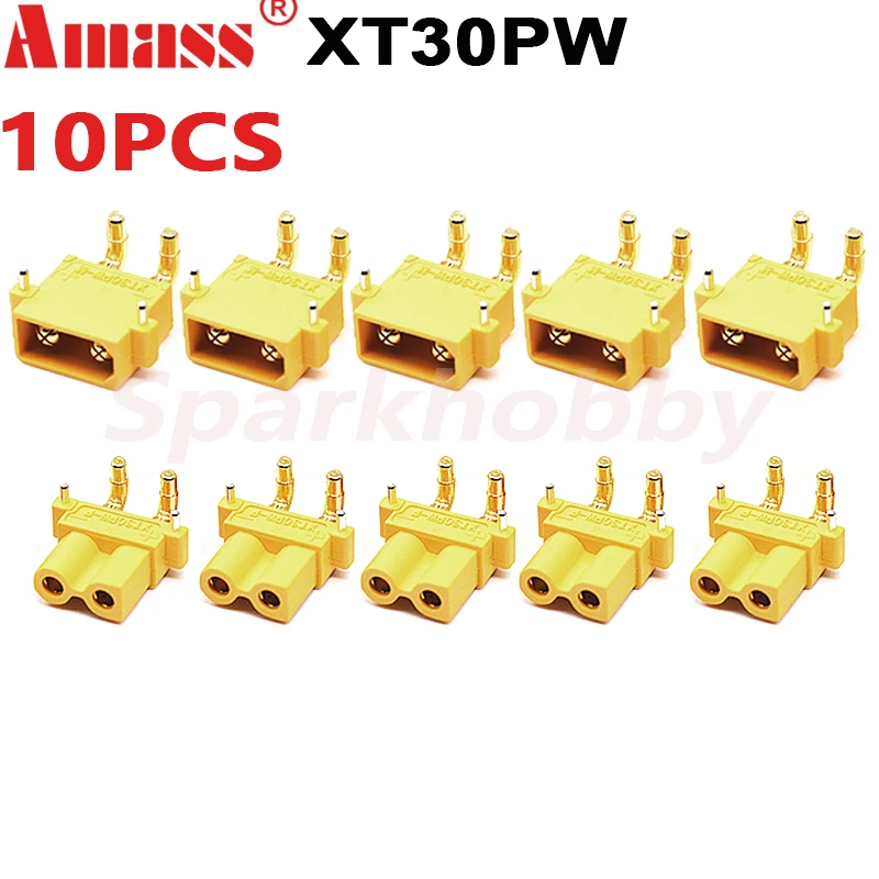 10PCS/5Pairs Amass XT30PW Male Female connector PCB board 2mm Banana Golden head Right Angle ...