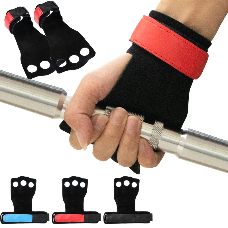 Leather-Gymnastic-Hand-Grips-Weightlifting-Workout-Gym-Gloves-Palm ...
