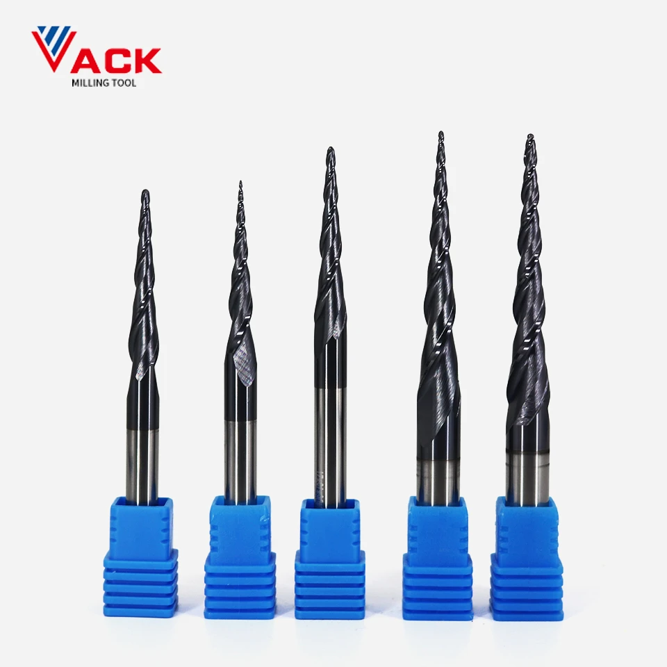 Vack Carbide Ball Nose End Mills 3.175mm 4mm 6mm 8mm Tapered End Mill ...