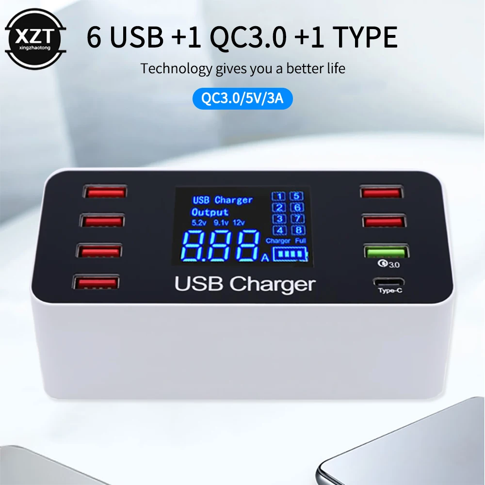USB-Charger-Station-Quick-Charger-3-0-Smart-LED-Digital-display-40W-8 ...