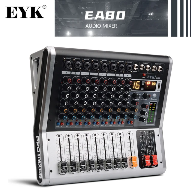 EYK EA80 8 Channel Mixing Console with Mute and PFL Switch Bluetooth ...