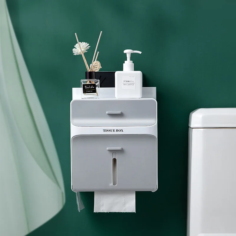 Caja de pañuelos de baño, estante de papel higiénico, cajón con punzonado libre, estante de ...