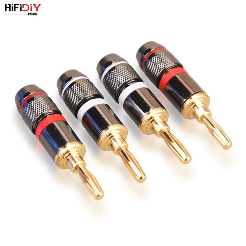 HIFIDIY LIVE 4PCS/Set 4mm Pure Copper Gold Plated Banana Plug Connector ...