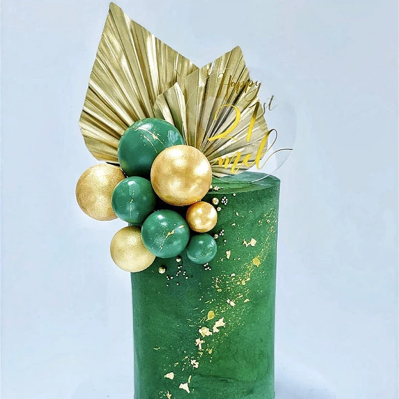 Palm Leaf Cake Topper Gold Red Palm Spears Cake Decoration Shinning ...