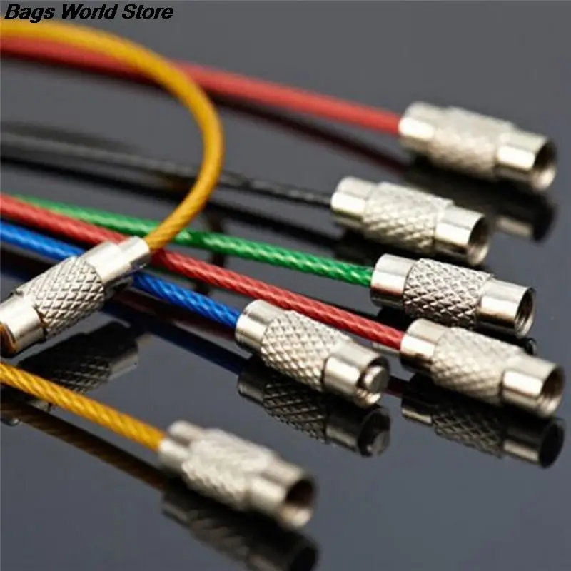 5PC Screw Locking Wire Stainless Steel Keychain Cable Rope Key Holder ...