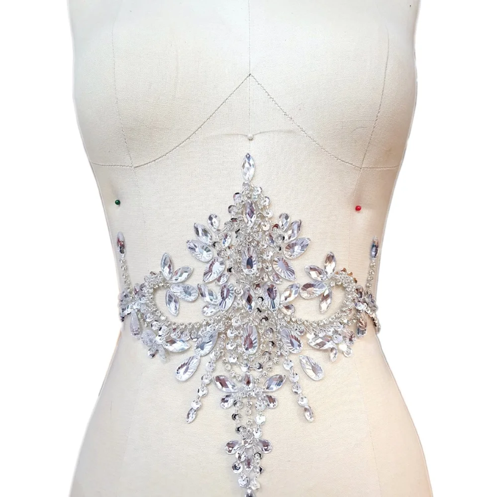 Custom-Hand-Made-Beaded-Silver-Waist-Ornament-Sew-on-Clothes ...