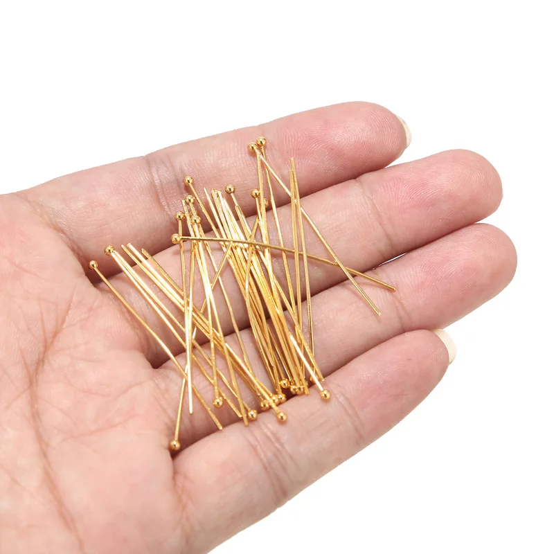 50pcs/lot Stainless Steel Gold Ball Pins for Beading DIY Making Head ...
