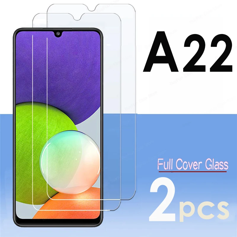 2 pcs Tempered Glass For Samsung Galaxy A22 cover Screen Protector For ...