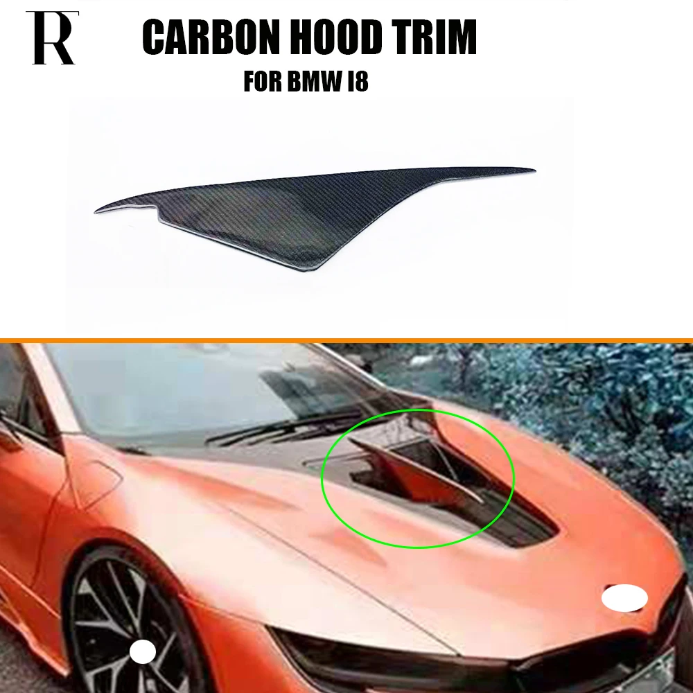 1pcs i8 Carbon Fiber Front Hood Bonnet Spoiler trim for BMW I8 2014 up ...