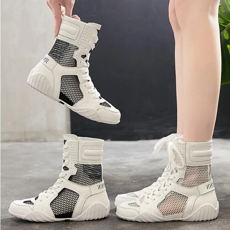 Women-White-boots-Mesh-Breathable-High-top-Sneakers-Summer-Ankle-Ladies ...