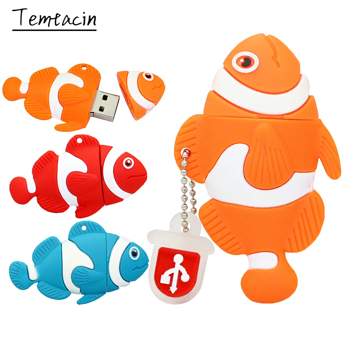 Cartoon Clown Fish USB Flash Drive 128GB Pen Drive 64GB Memory Stick ...