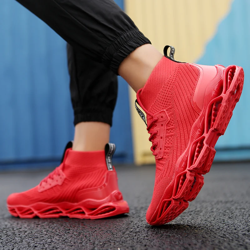 High Top Running Shoes for Men Blade Sneakers Cushioning Outdoor Sport ...