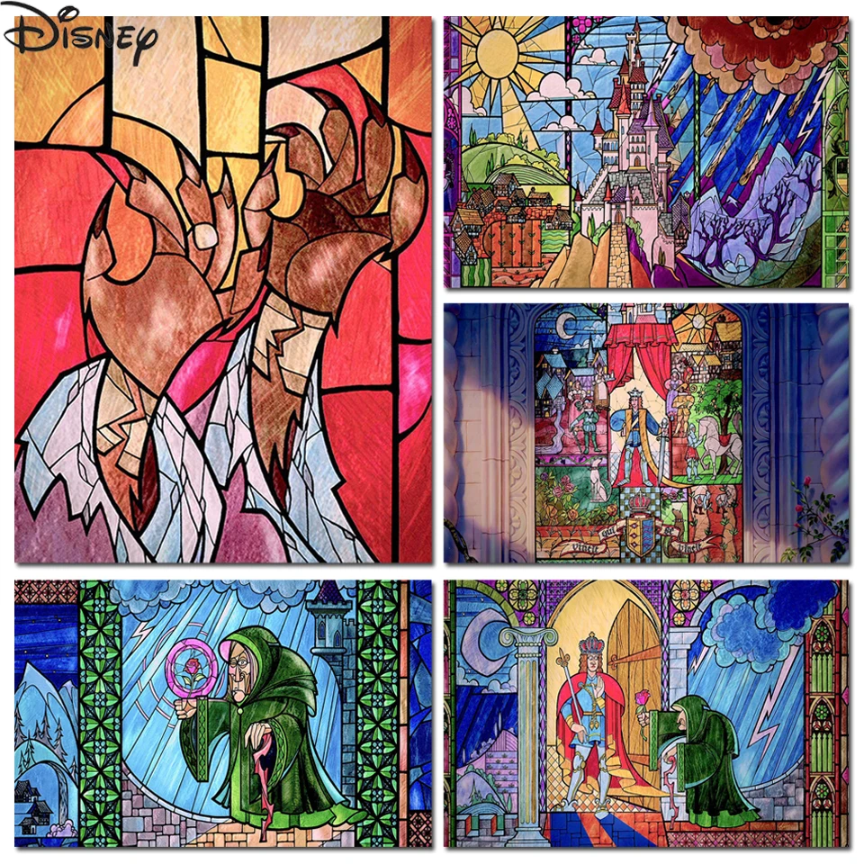 Beauty And The Beast Stained Glass Window Wallpaper