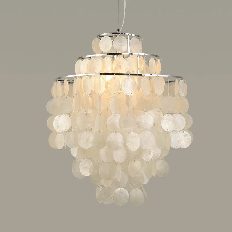 Modern Capiz Shell Pendant Light White Natural Seashell Diy Hanglamp ...