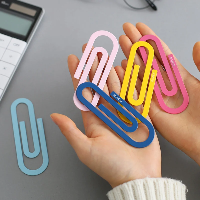 2 Pcs/pack Cute Colorful Small Large Metal Paper Clip Bookmark Kawaii ...