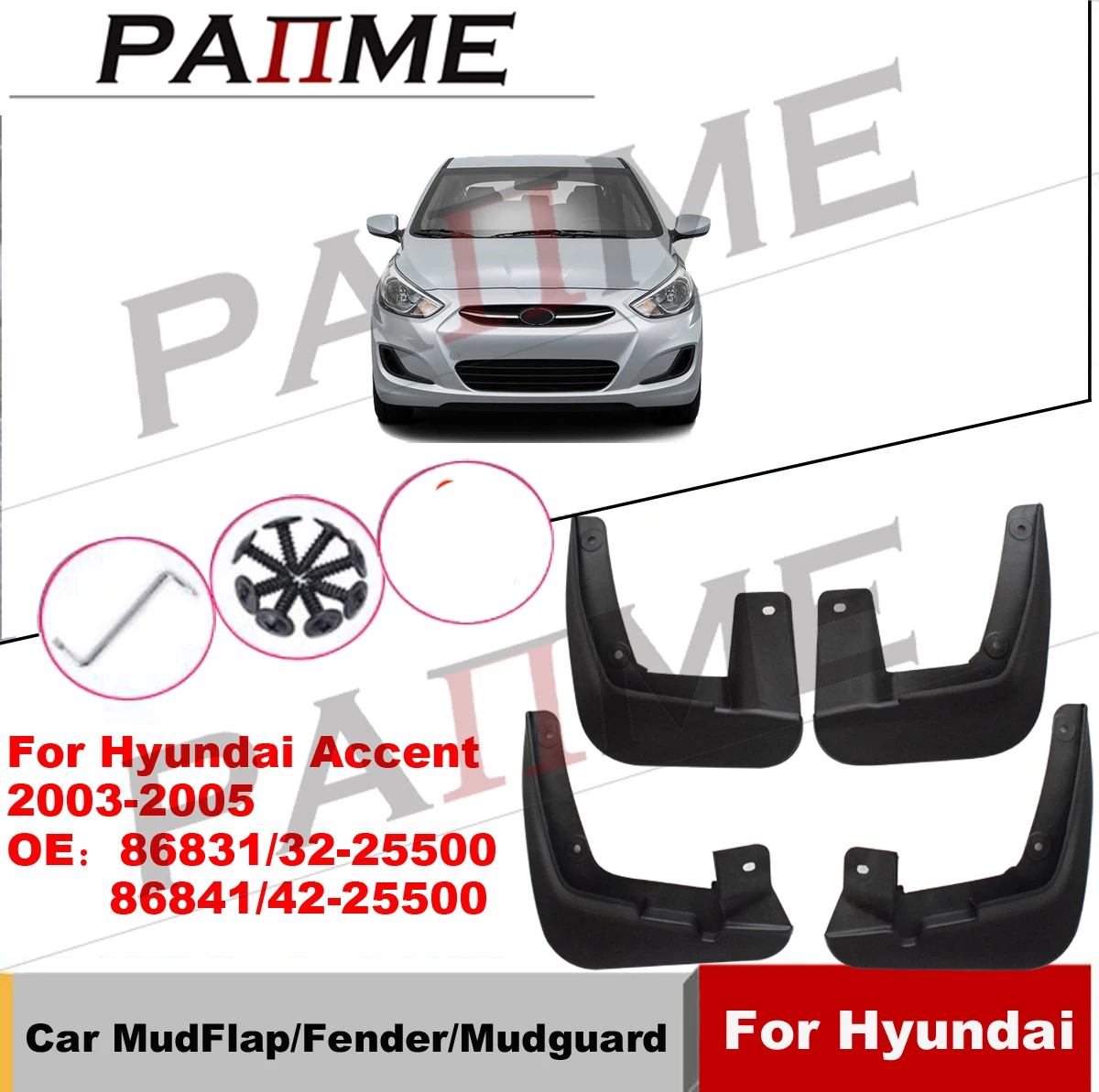 Guardabarros-para-coche-accesorio-para-Hyundai-Accent-2003-2005 ...