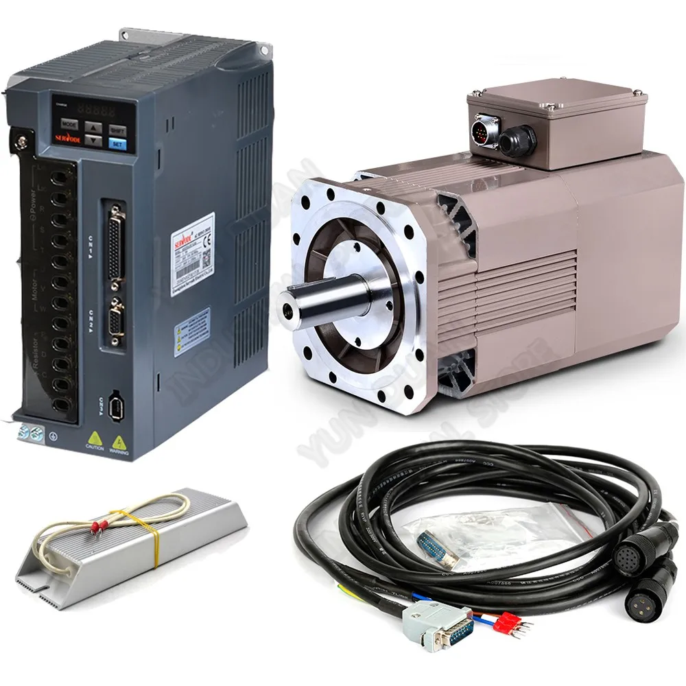 High Speed 8000rpm 1.5kw 9.4Nm AC Servo Spindle Motor Drive Kits 2HP ...