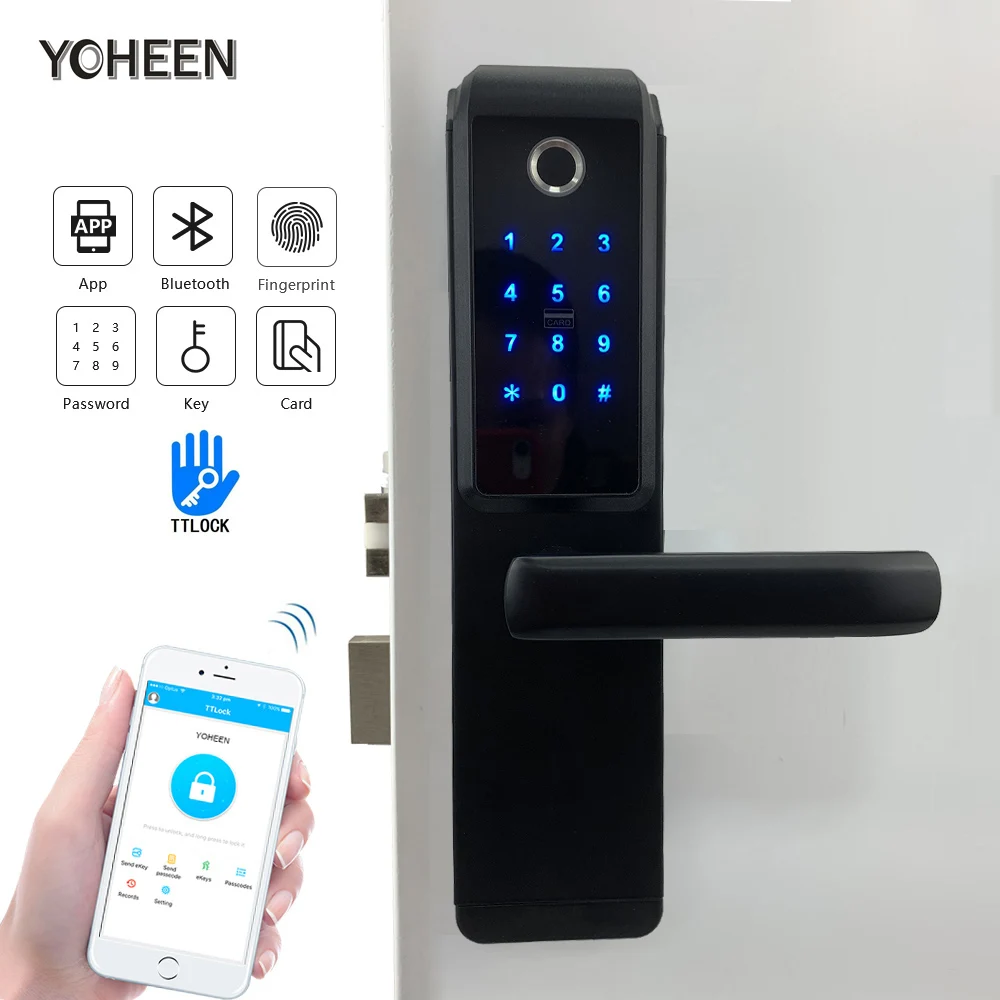 YOHEEN Fingerprint Lock Smart Card Digital Code Electronic Door Lock ...