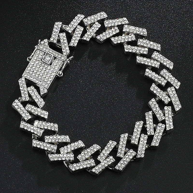 Hip Hop Bling Iced Out Men's Rapper Bracelet Full Rhinestone Pave With ...