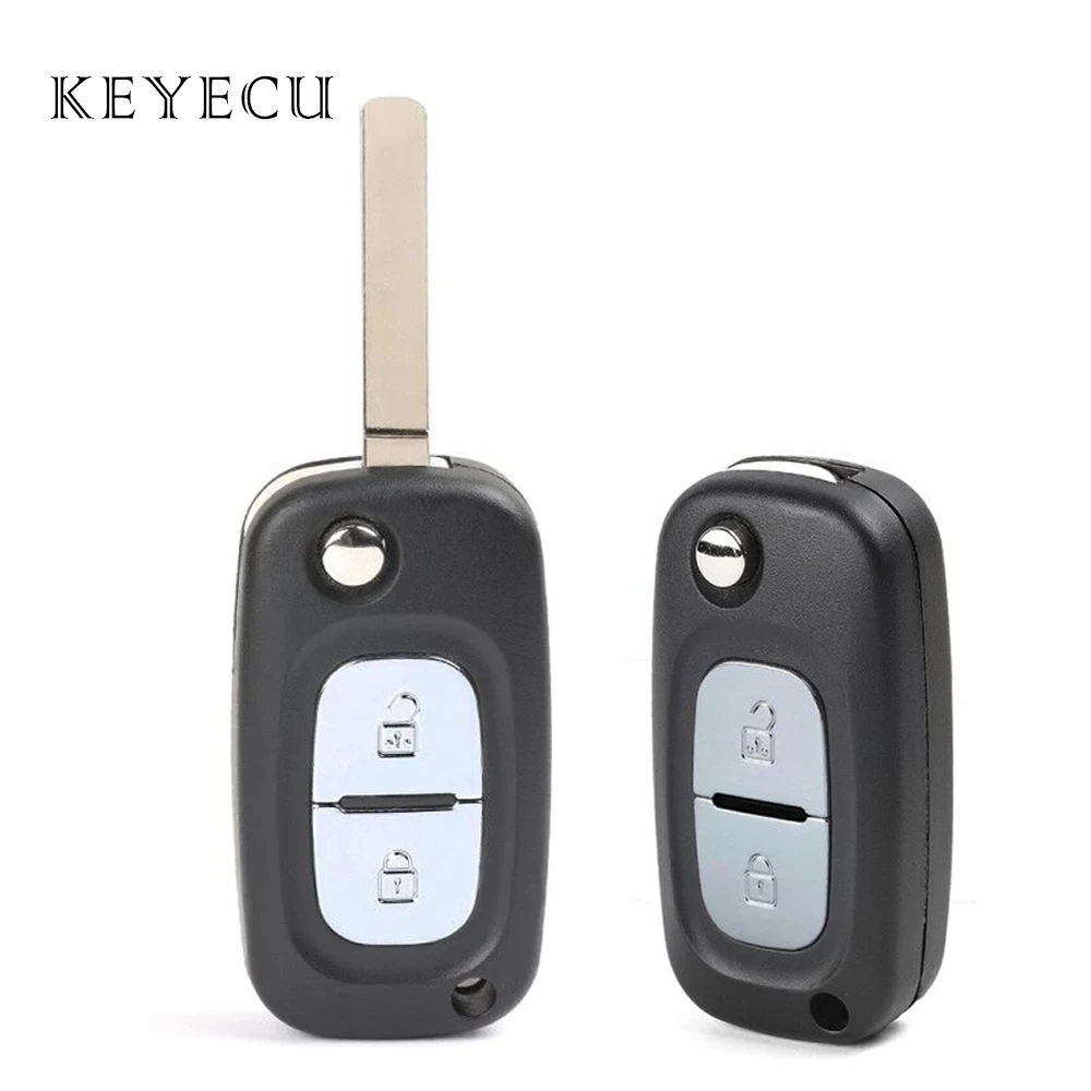 Keyecu Flip Remote Car Key Fob 2 Buttons 433MHz PCF7961 for Renault ...