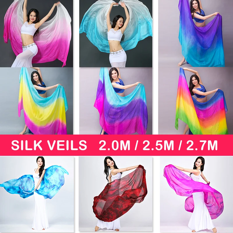 Women-100-Silk-Veils-Belly-Dance-Scarf-Hand-Thrown-Gradient-Silk-Shawl ...