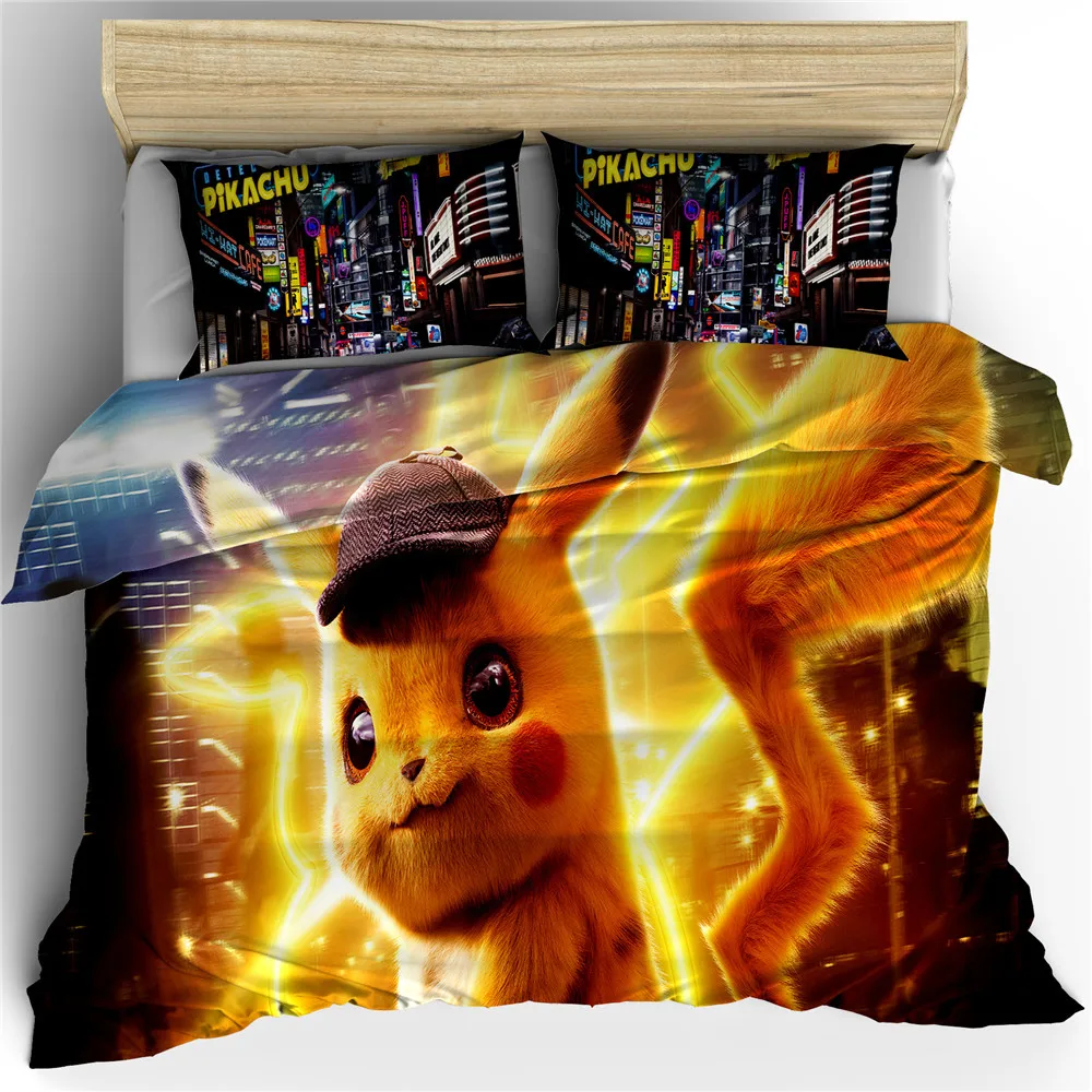 Kawaii Pokemon Cartoon Linen Bedding Set - KawaiiMerch.com
