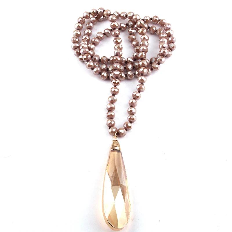 Free Shipping Fashion Long Crystal Glass Knotted Drop Long Pendant ...