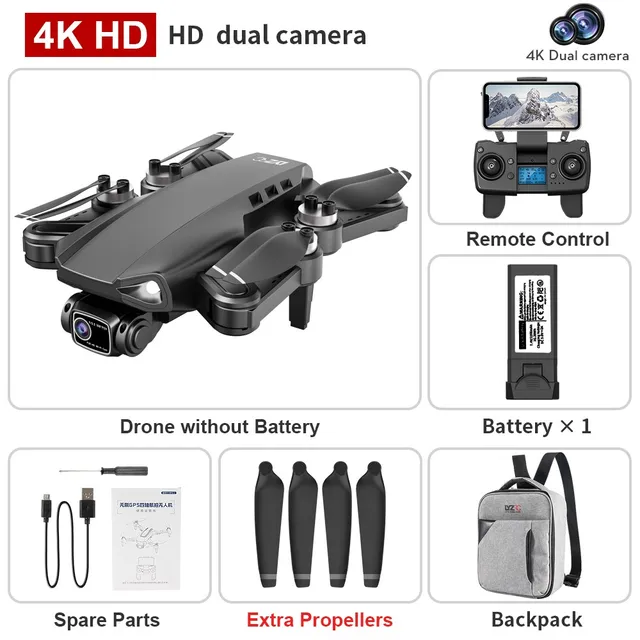 xkj l900pro gps drone 4k dual hd camera