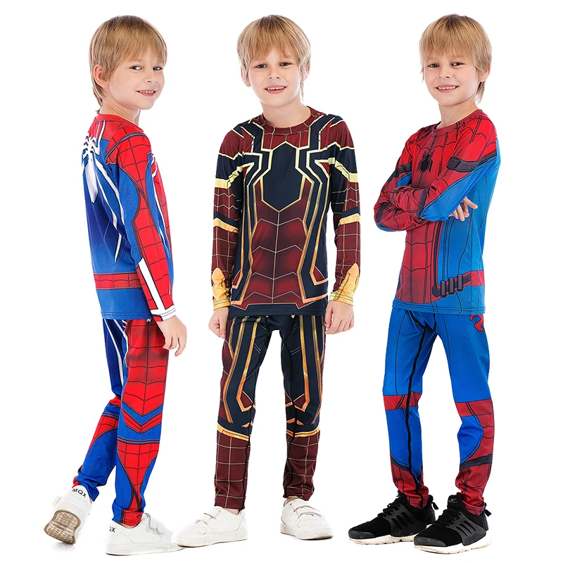 2021 Children's Spider Set Children's Pajamas Boys and Girls Superhero ...