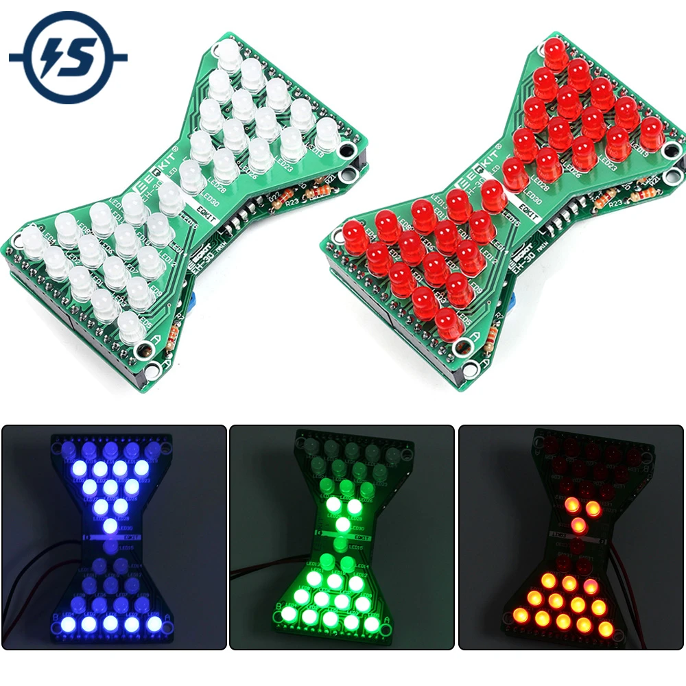 Dc 5v Led Hourglass Diy Kit Adjustable Speed Red Blue Green Led Display ...